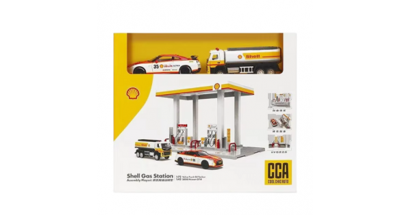 Shell 1:64 Gas Station Diecast With 2020 Nisan And Oil Tanker Collection