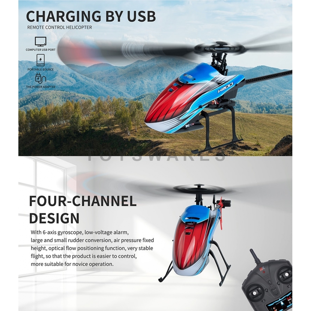 WLToys XK K200 4CH Heli 6 Axis Gyro Altitude Hold Optical Flow ...