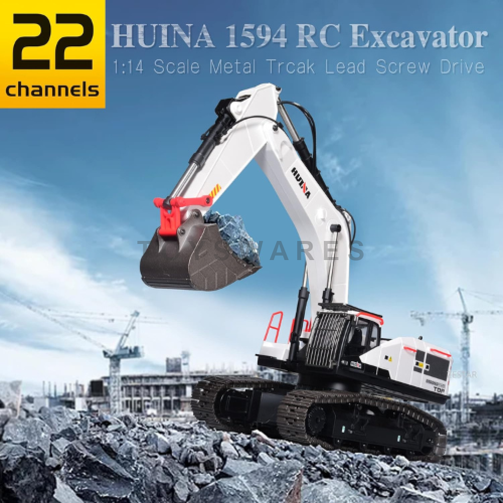 Huina 1594 RC Excavator Construction Toy 22CH Huina Heavy Duty 594 ...