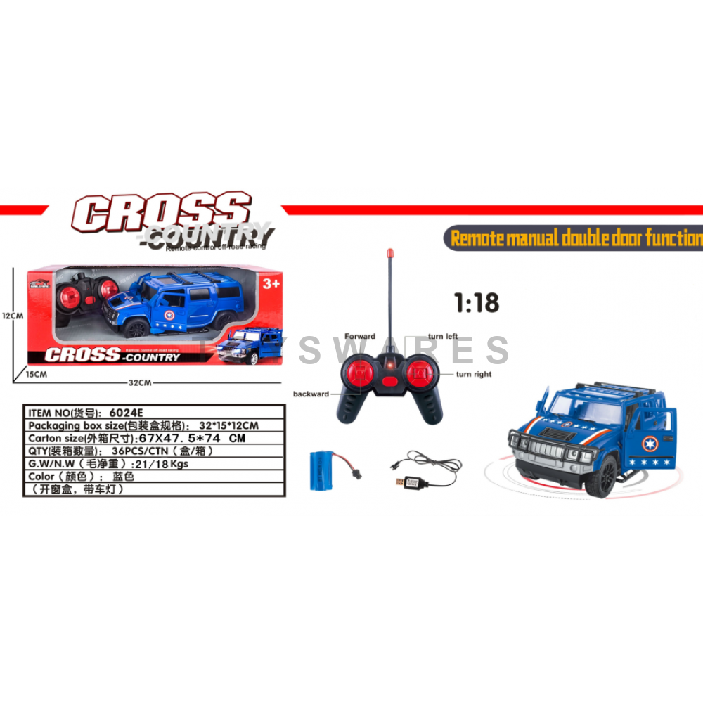 RC JEEP 1:18 SCALE REMOTE CONTROL CAR FULL FUNCTION CAPTAIN AMERICA SERIES