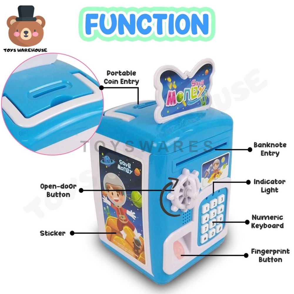 Kids Smart Safe Electronic Mini ATM Machine Password Fingerprint ...