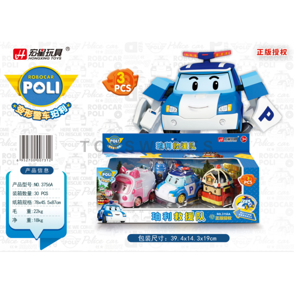 Robot Poli Die Cast Vehicles Set Toys For Kids